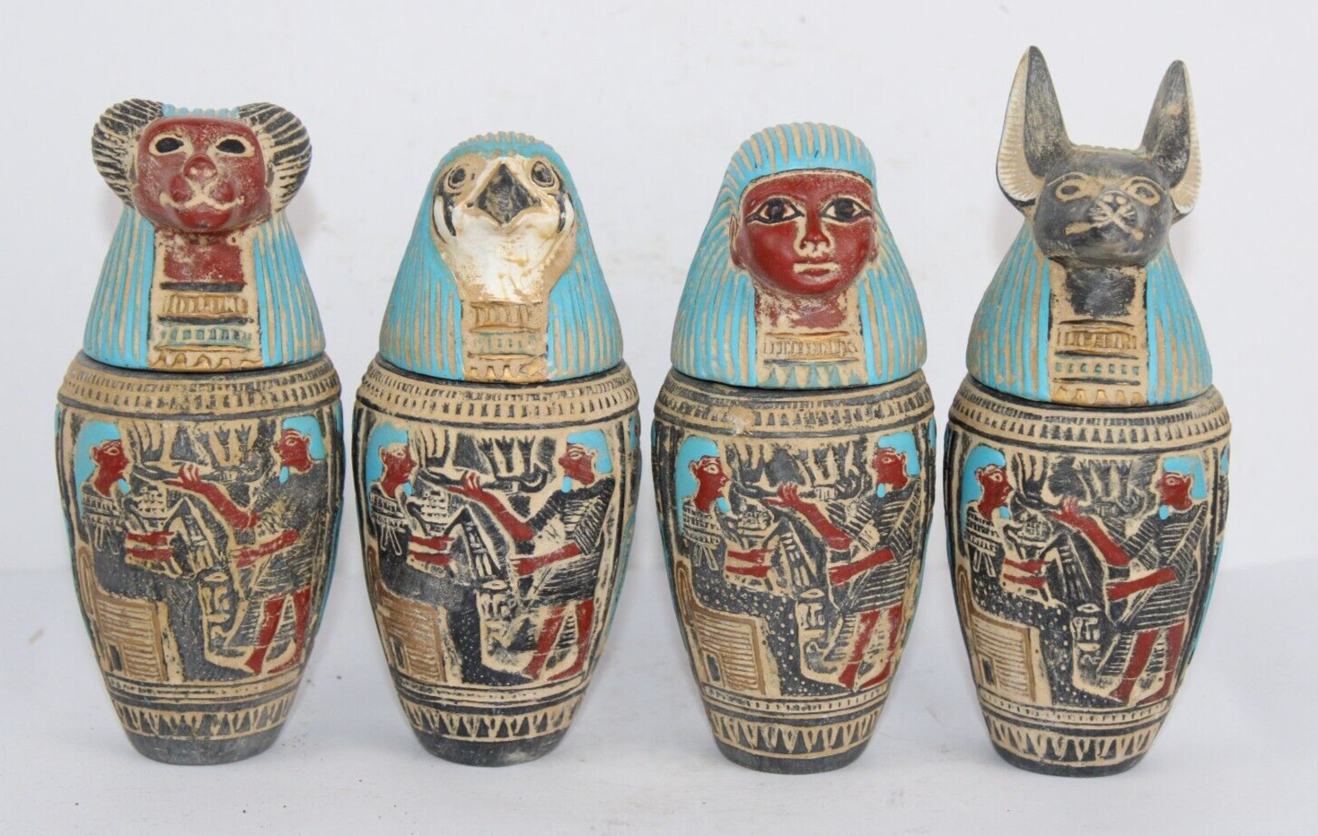 RARE ANCIENT EGYPTIAN ANTIQUE 4 Mummification Canopic Jars Old ...