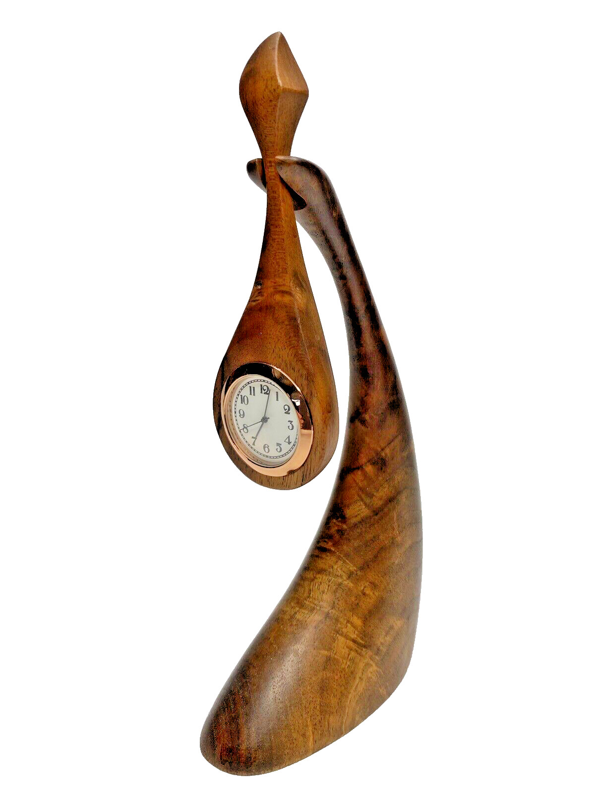 2004 Artist Signed 2 Piece Hanging Fob Clock Red Cedar Wood Stand ...