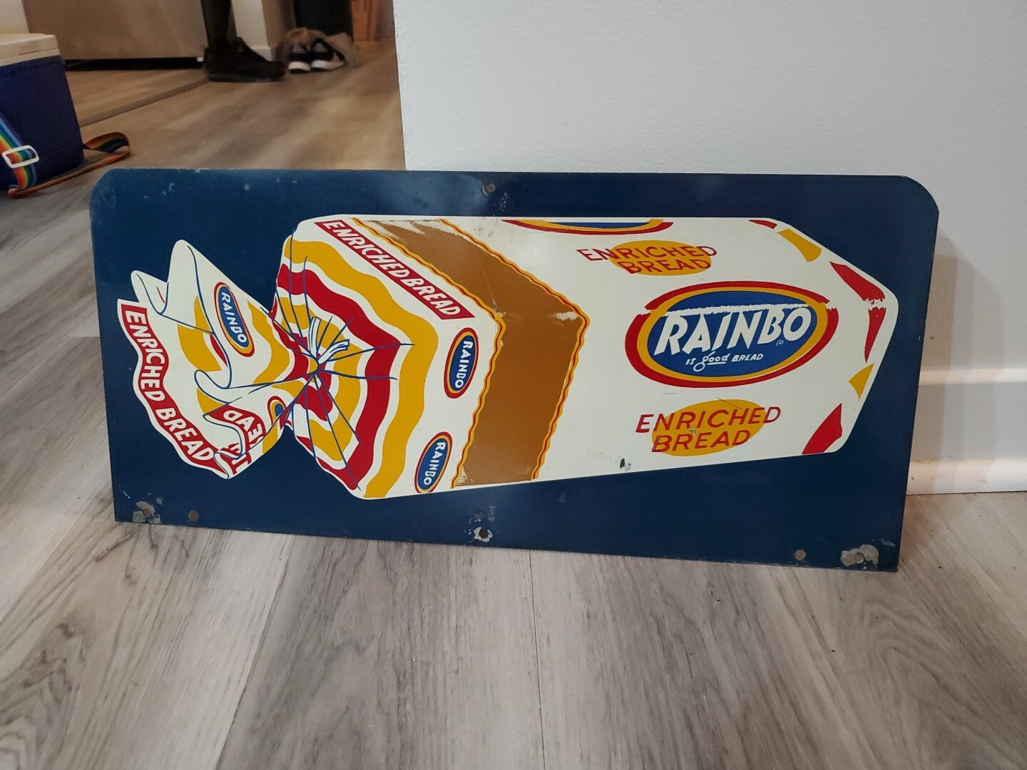 c.1950s Original Vintage Rainbo Bread Sign Metal Rack Topper 2 Sided ...