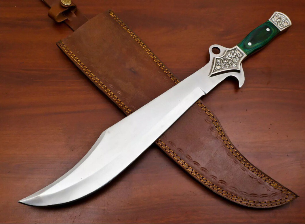CUSTOM HAND MADE D2 BLADE HUNTING BOWIE KNIFE - PAKKA WOOD/STEEL GUARD ...