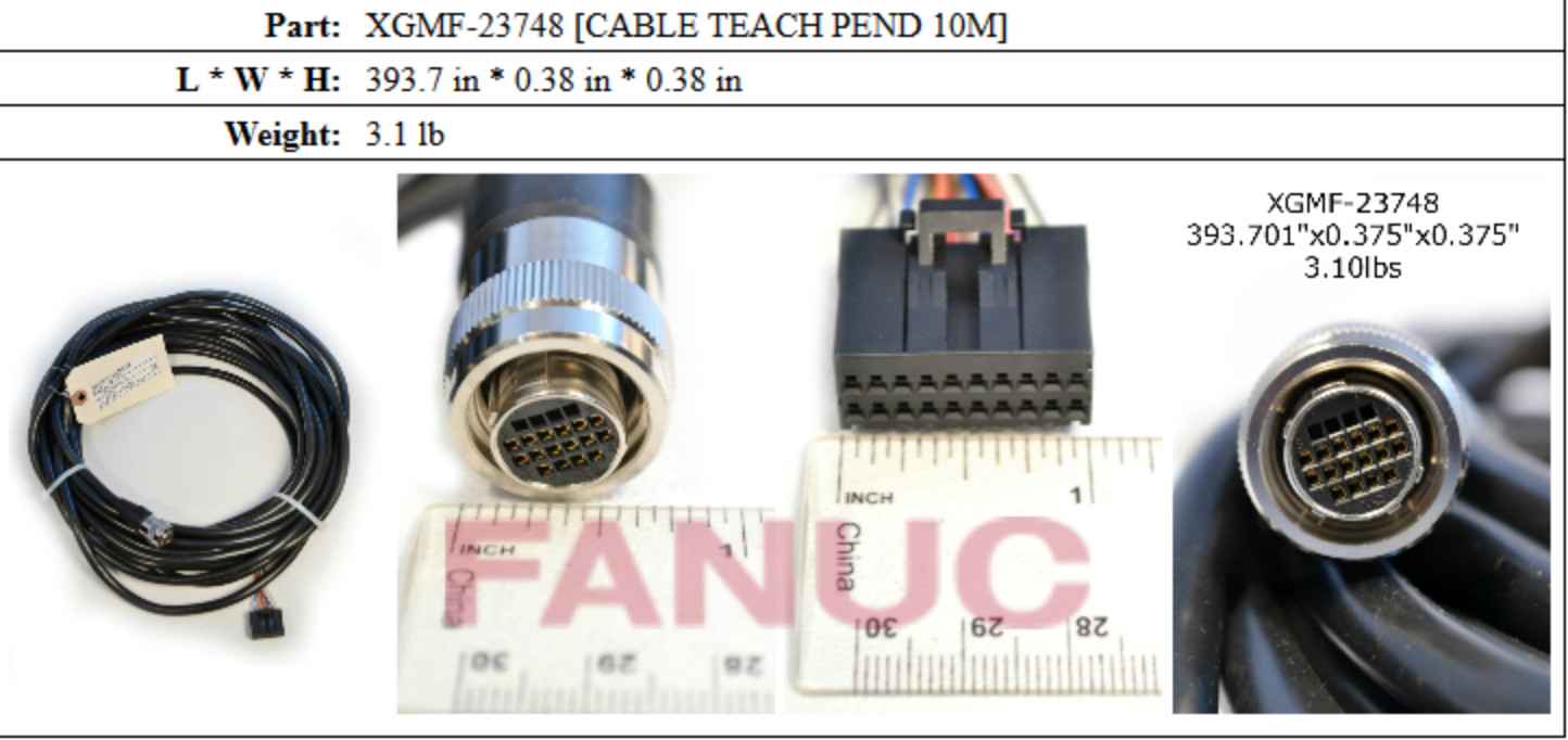 Fanuc A660-2007-T364/A05B-2601-H320 L10R53A Teach Pendant Cable XGMF-23748 10m for Sale ...